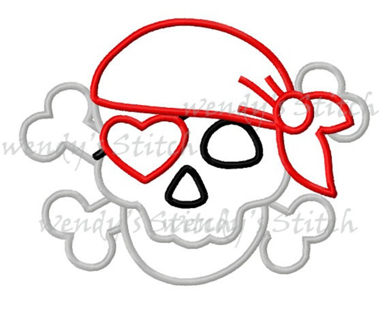 Pirate Skull Applique Machine Embroidery Design Digital - Etsy