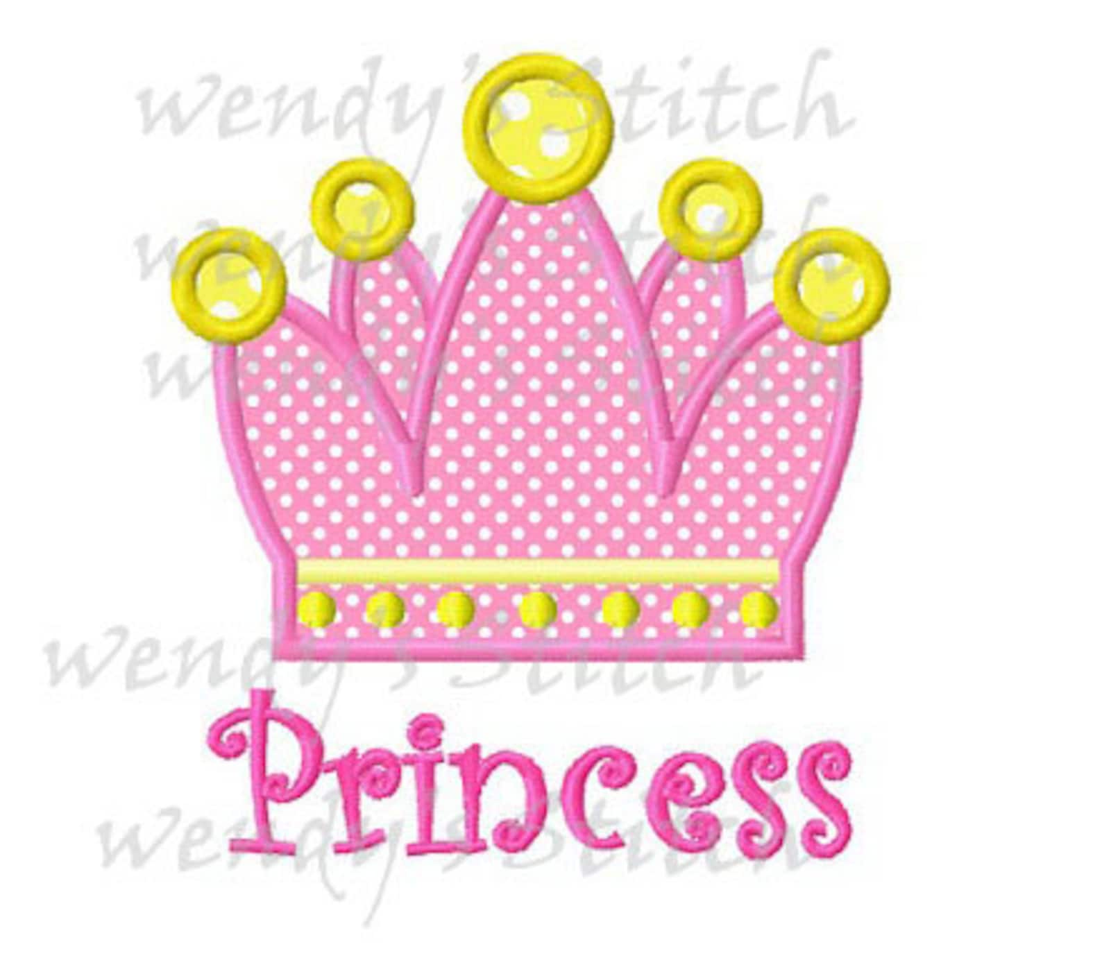 Princess Crown Applique Machine Embroidery Design - Etsy