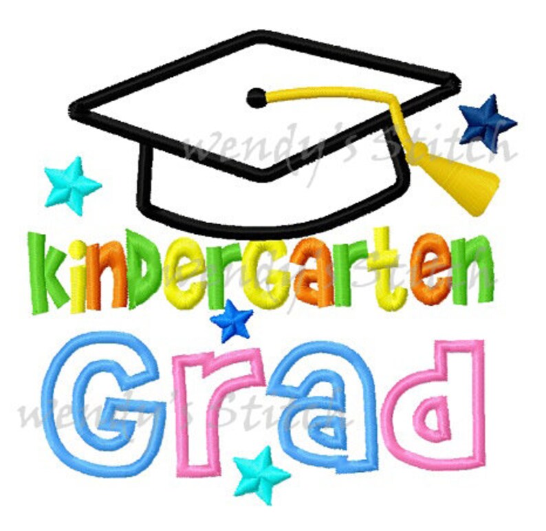 Kindergarten Grad Graudation Hat Applique Machine Embroidery - Etsy