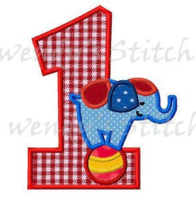 Circus Elephant Number 1 Applique Machine Embroidery Design - Etsy