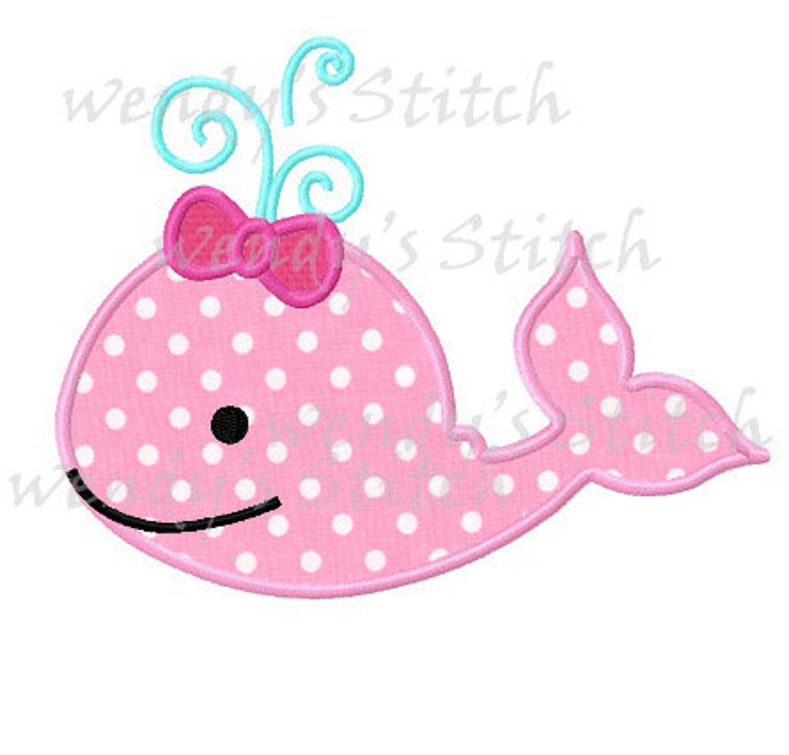 Girl Whale Applique Machine Embroidery Design Instant Download Digital ...