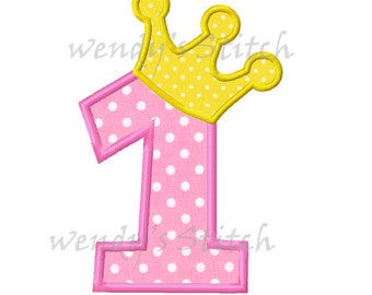 Princess Crown Birthday Number Set 1-9 Machine Embroidery - Etsy