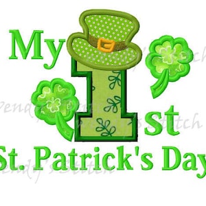 My 1st St Patrick's Day Number Applique Machine Embroidery Design ...