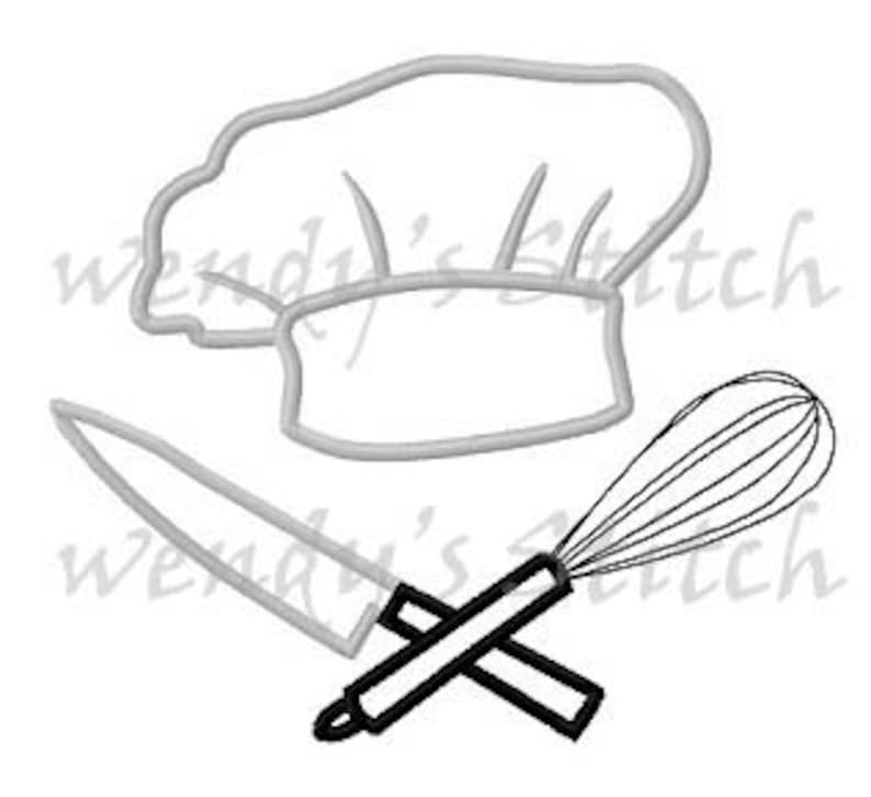Chef Hat Utensils Applique Cooking Mahcine Embroidery Design - Etsy