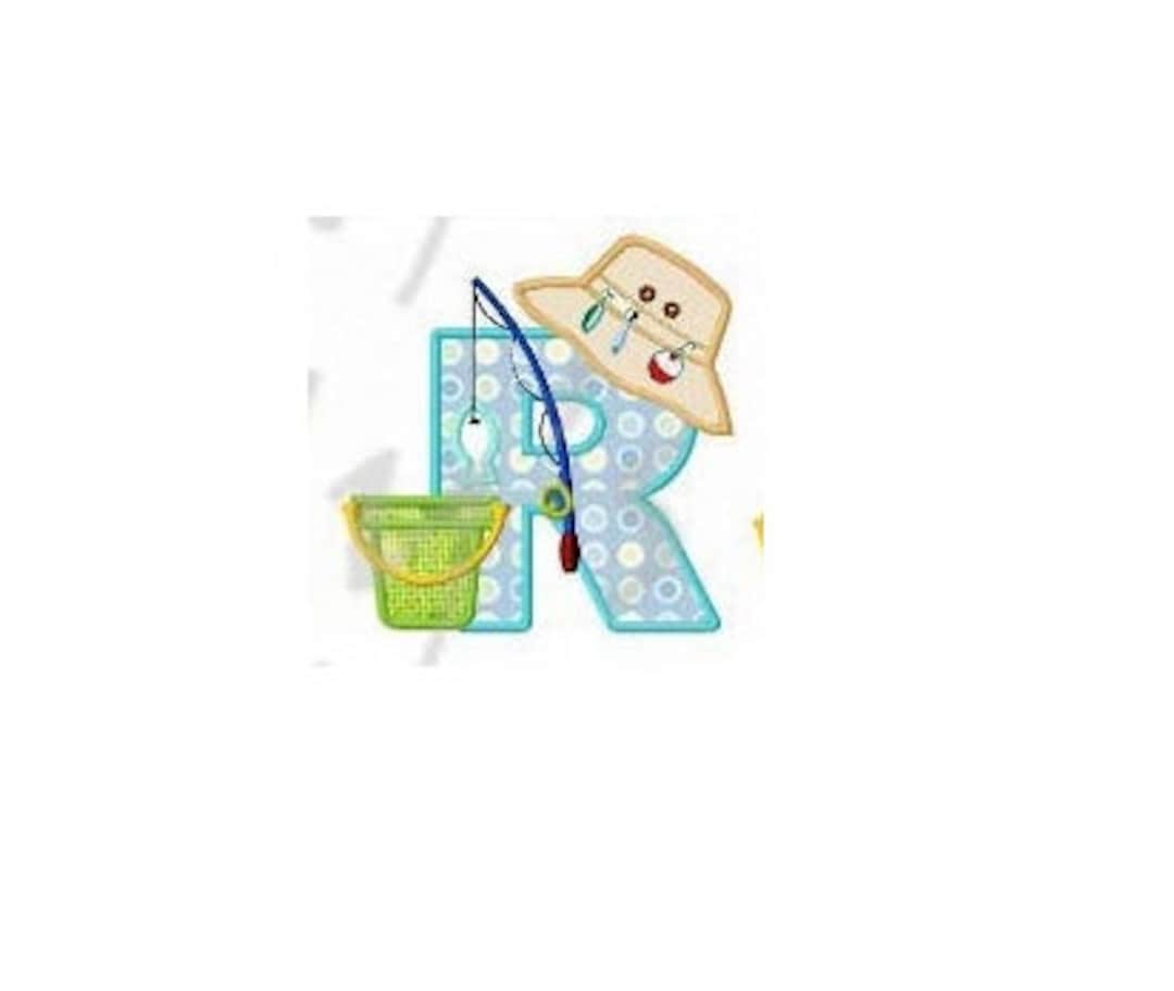 Fishing Letter R Machine Embroidery Design Digital Pattern Instant ...