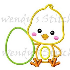 Easter Chick With Egg Applique Machine Embroidery Design Digital - Etsy