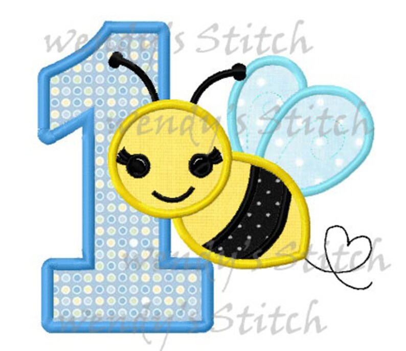 Bumble Bee Applique Birthday Number 1 Machine Embroidery - Etsy