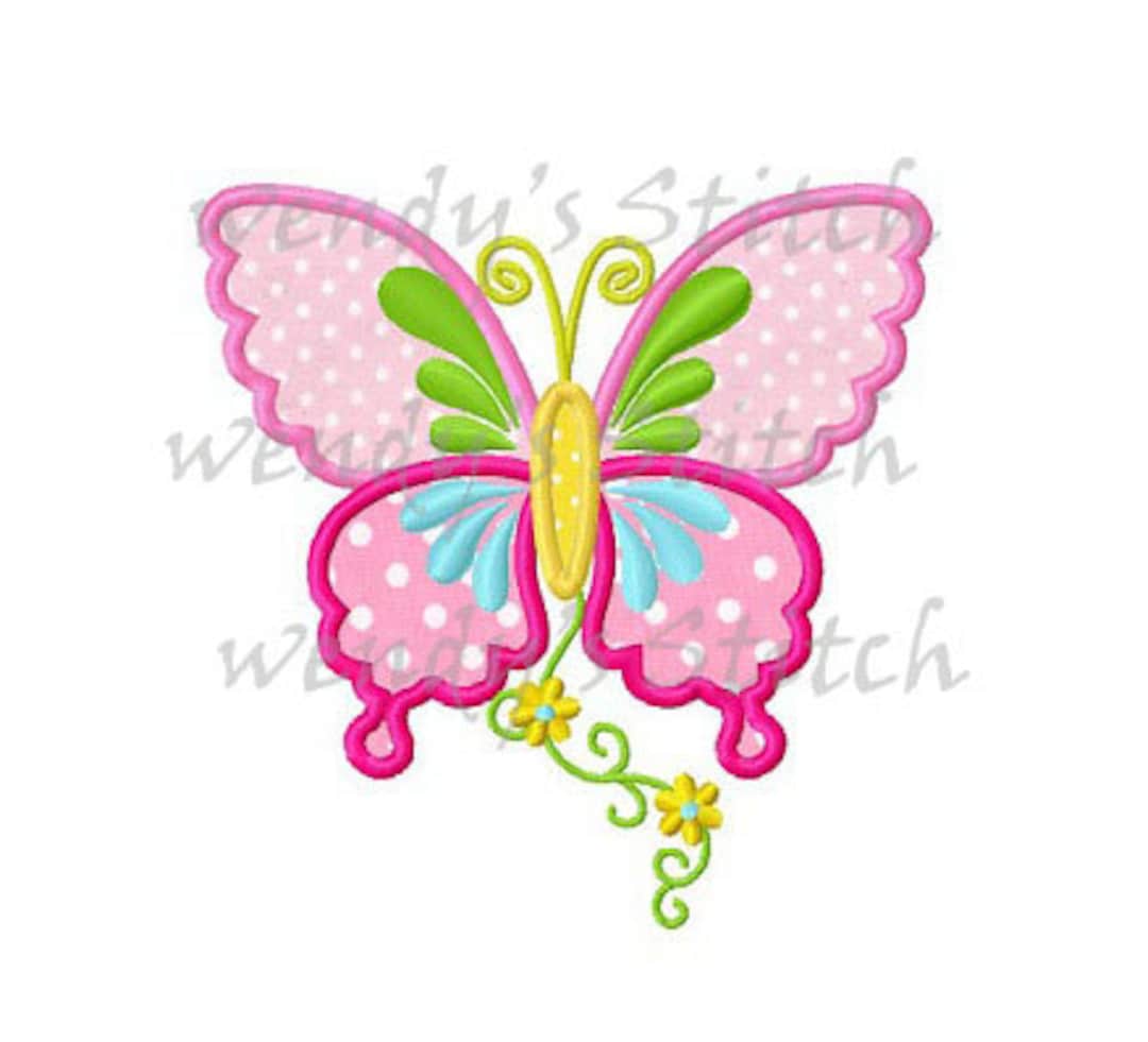 Flower Butterfly Applique Machine Embroidery Design Instant Download - Etsy