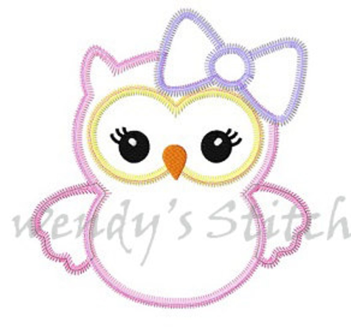 Girl Owl Applique Machine Embroidery Design Digital Pattern - Etsy