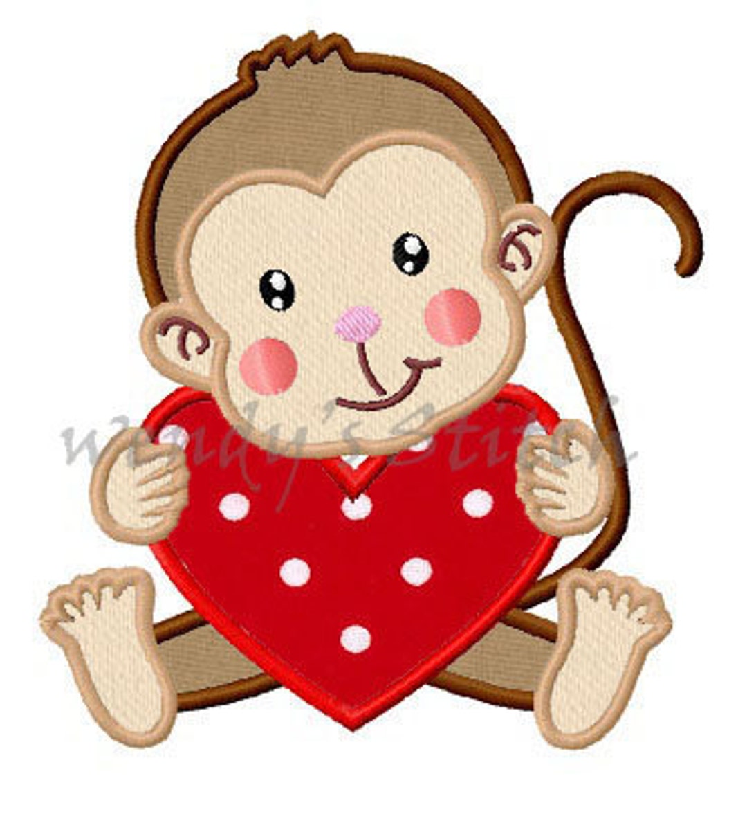 Valentine Love Monkey Applique Machine Embroidery Design - Etsy