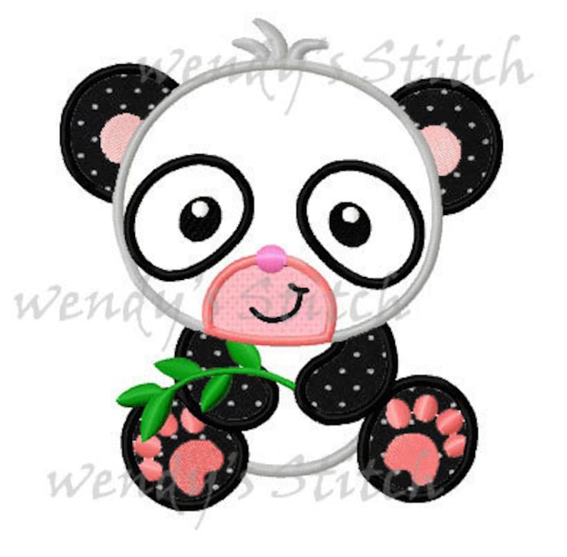 Panda With Bamboo Machine Embroidery Applique Design - Etsy