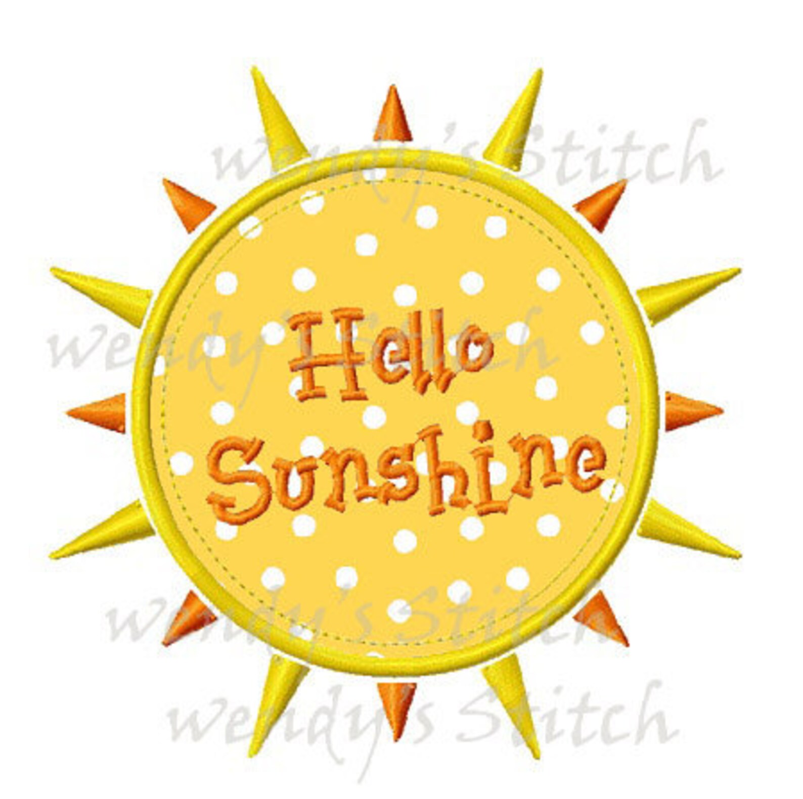Hello sunshine sun applique machine embroidery design instant | Etsy