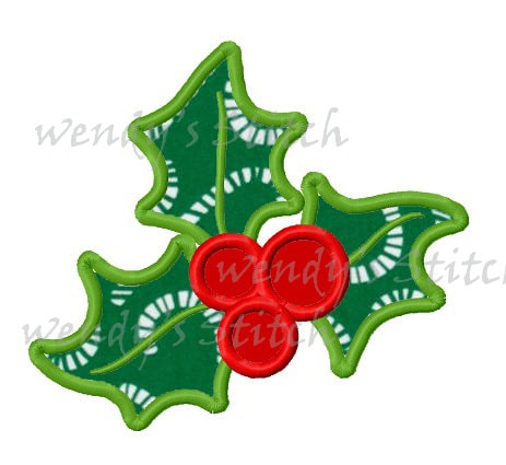Christmas Holly Berry Applique Machine Embroidery Digital Design - Etsy