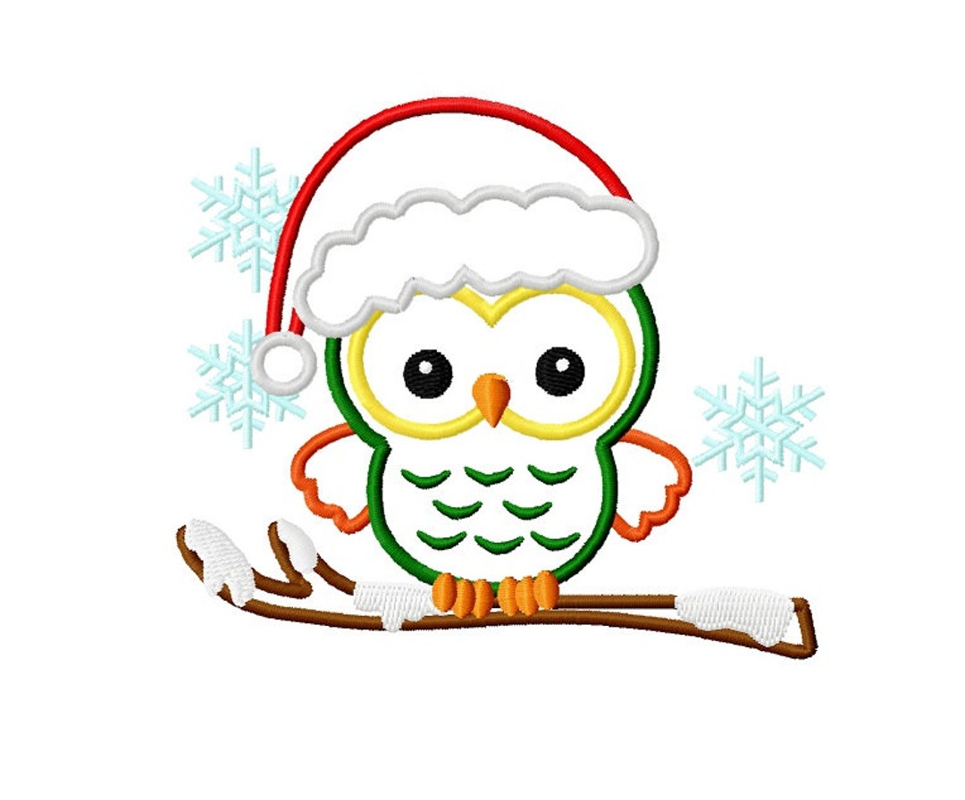 Christmas Santa Hat Owl Applique Machine Embroidery Design - Etsy