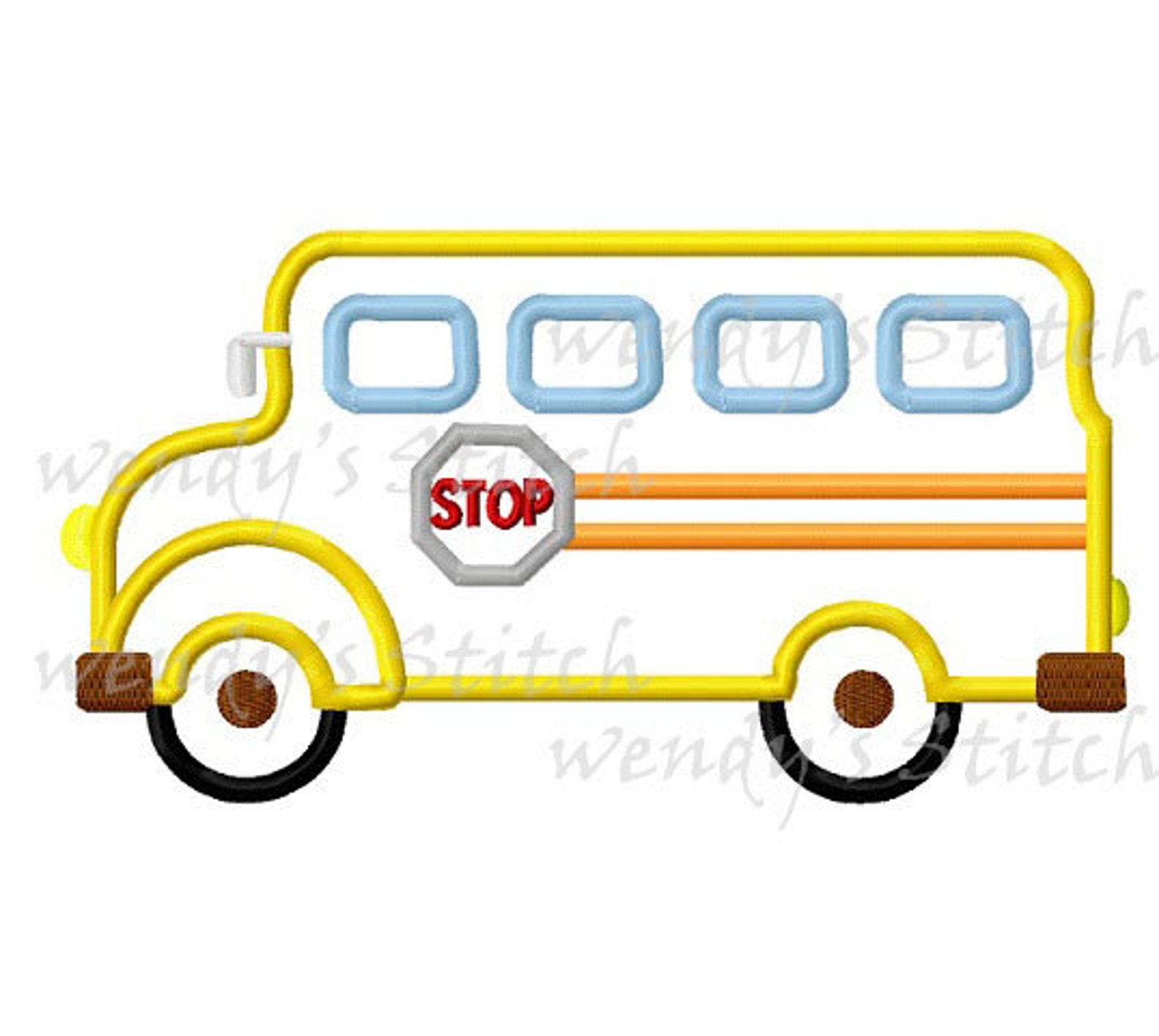 School Bus Applique Machine Embroidery Design - Etsy