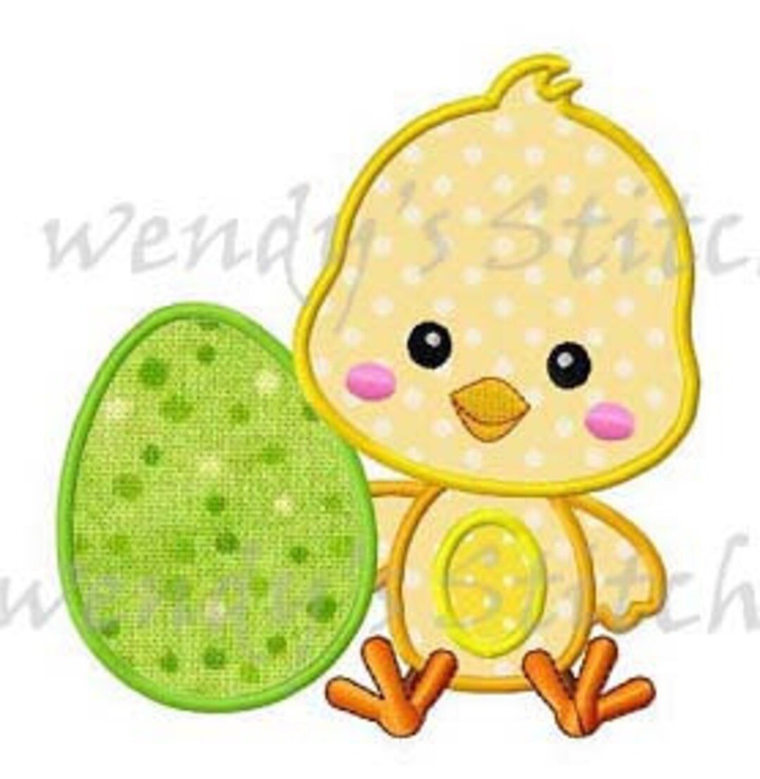 Easter Chick With Egg Applique Machine Embroidery Design Digital - Etsy