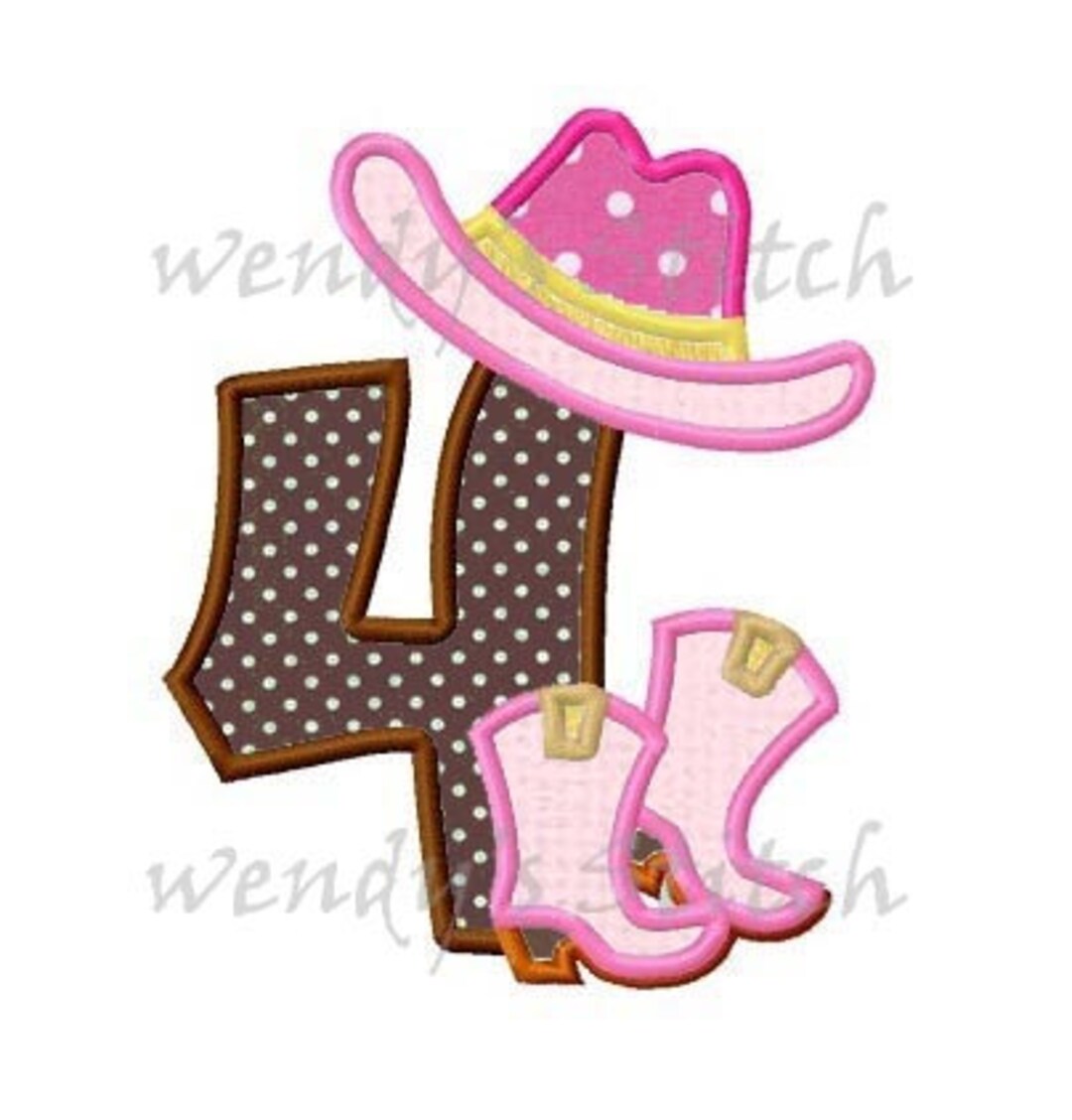 Cowboy Boot Number 4 Applique Machine Embroidery Design Instant ...