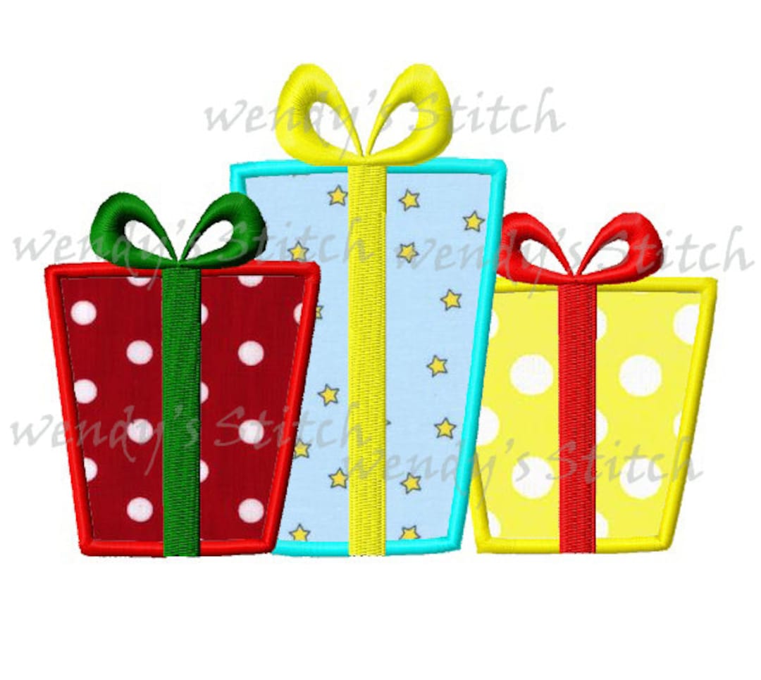 Christmas Gift Boxes Applique Machine Embroidery Design - Etsy