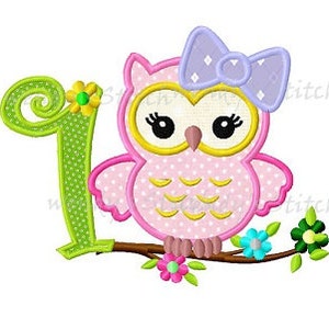 First Owl Birthday for Girls Machine Embroidery Digital Applique Design ...