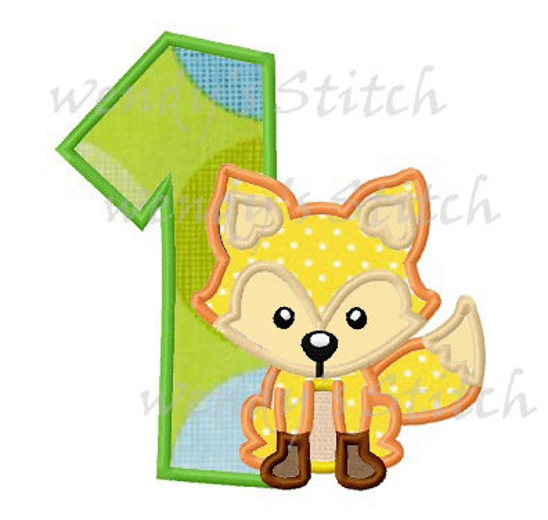Fox Applique Number 1 Machine Embroidery Design Instant Download - Etsy