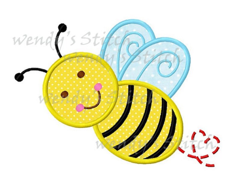 Happy Bumble Bee Applique Machine Embroidery Design Digital Applique - Etsy
