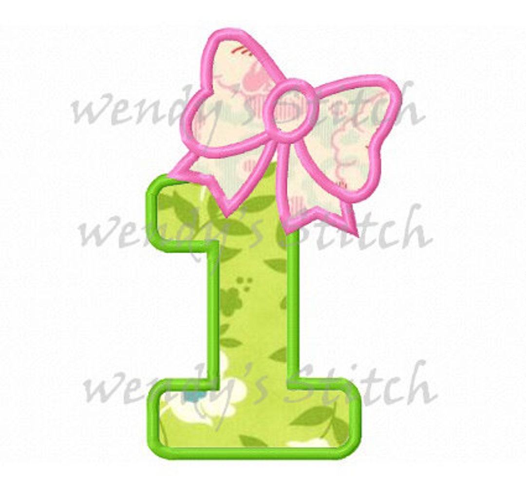 Bow Number 1 Applique Machine Embroidery Design Instant Download - Etsy