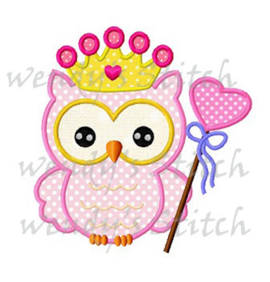 Princess Owl Applique Machine Embroidery Design Digital - Etsy