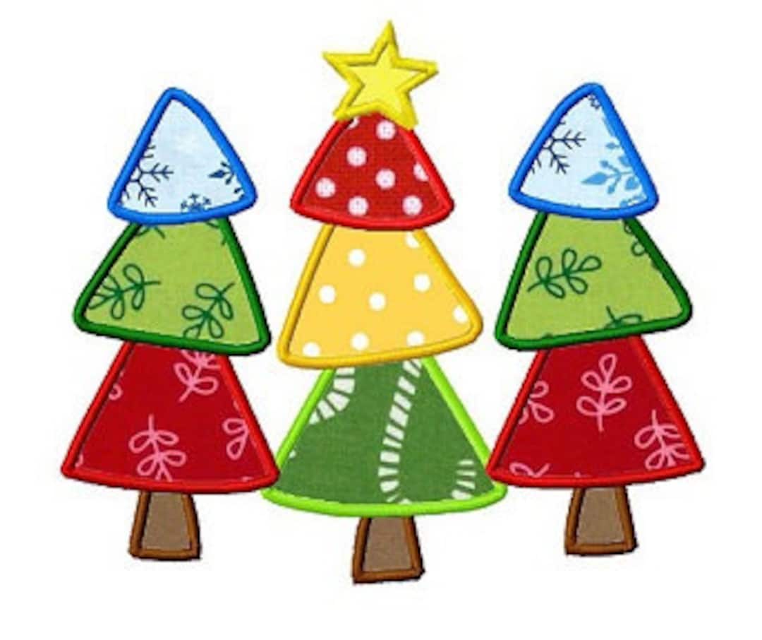 Christmas Trees Applique Machine Embroidery Design - Etsy