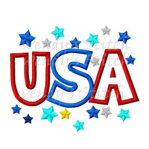 USA Stars Applique Machine Embroidery Design Digital Pattern Instant ...