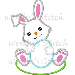 Easter Bunny With Egg Applique Machine Embroidery Design Digital - Etsy