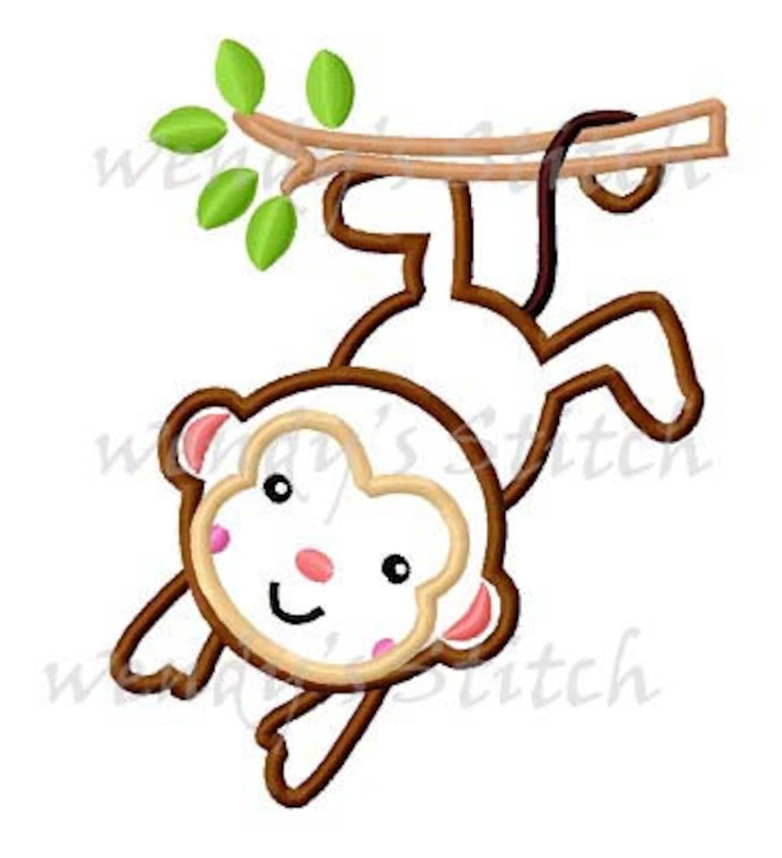 Monkey Applique Machine Embroidery Design Digital Pattern - Etsy