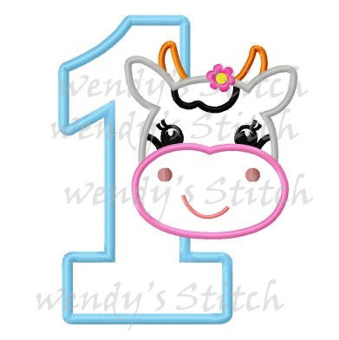 Cow Number 1 Applique Machine Embroidery Design - Etsy