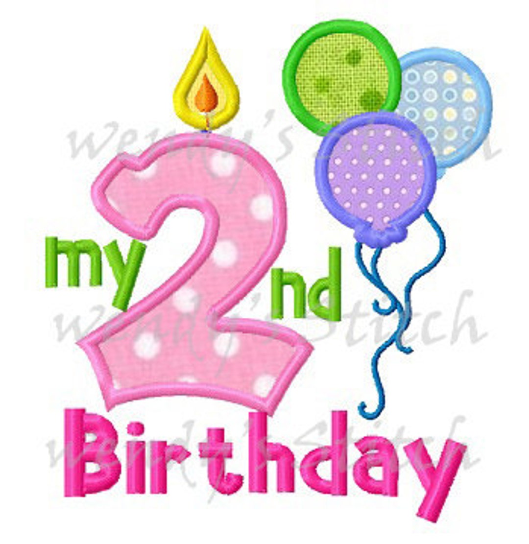 My 2nd Birthday Applique Machine Embroidery Design Instant Download - Etsy