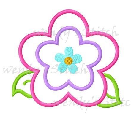 Big Flower Applique Machine Embroidery Design Digital Pattern | Etsy
