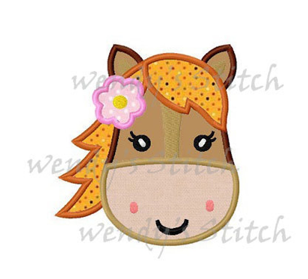 Girly Pony Horse Applique Machine Embroidery Design Instant Download - Etsy