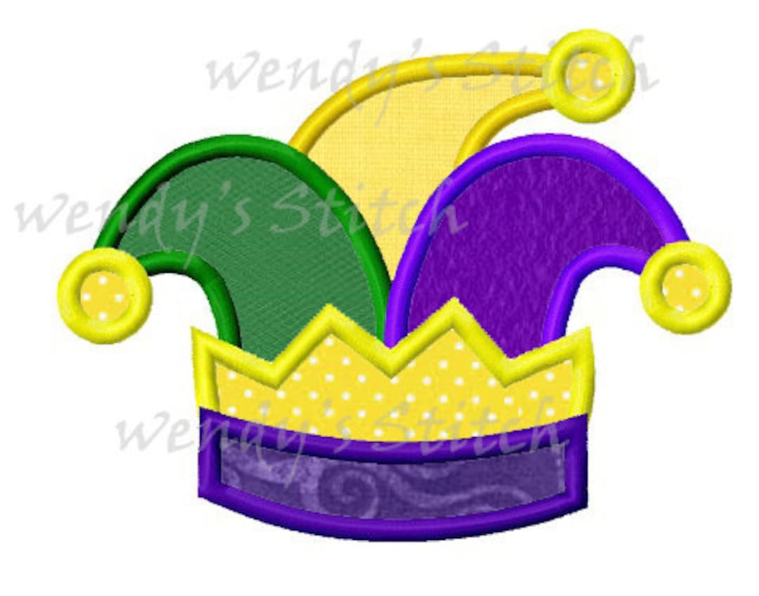 Mardi Gras Jester Hat Applique Machine Embroidery Design Instant ...