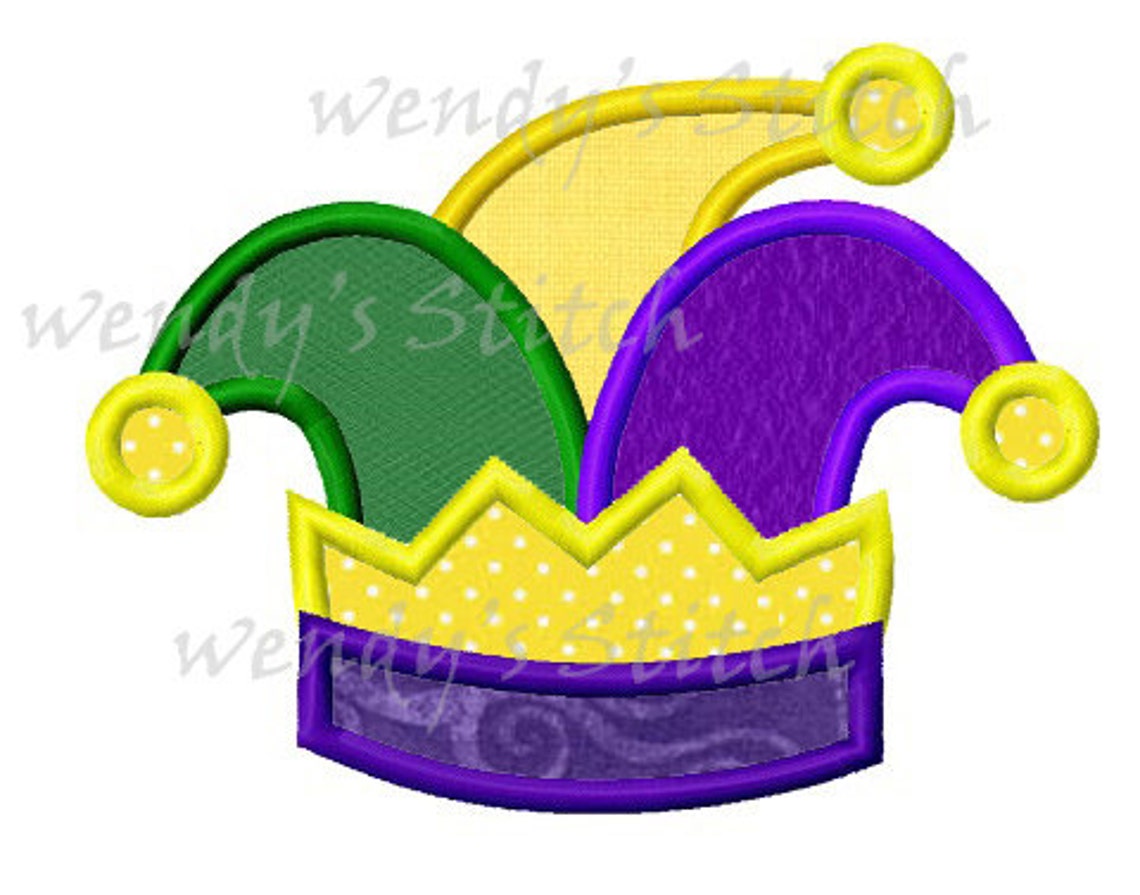 Mardi Gras Jester Hat Applique Machine Embroidery Design Instant ...