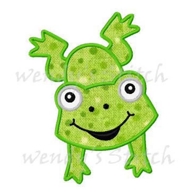 Jumping Frog Applique Machine Embroidery Design Digital Pattern Etsy