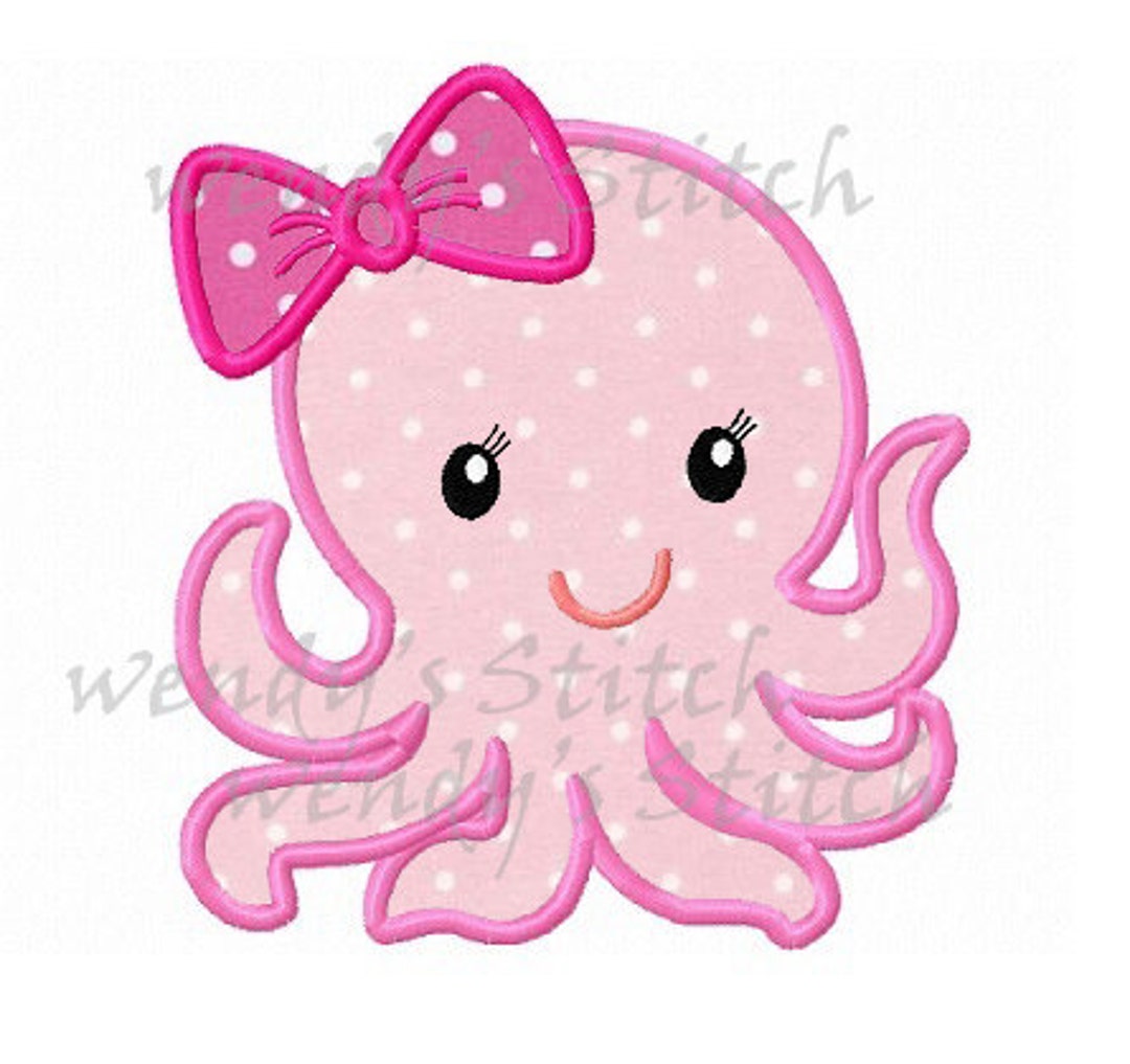 Girl Octopus Applique Machine Embroidery Design - Etsy