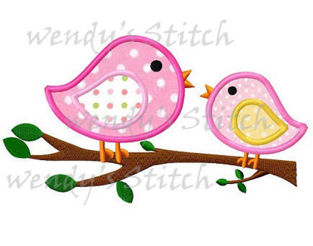 Twin Birds Applique Machine Embroidery Design Digital Pattern - Etsy