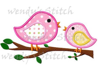 Cute Bird Applique Machine Embroidery Design Digital Pattern Instant ...