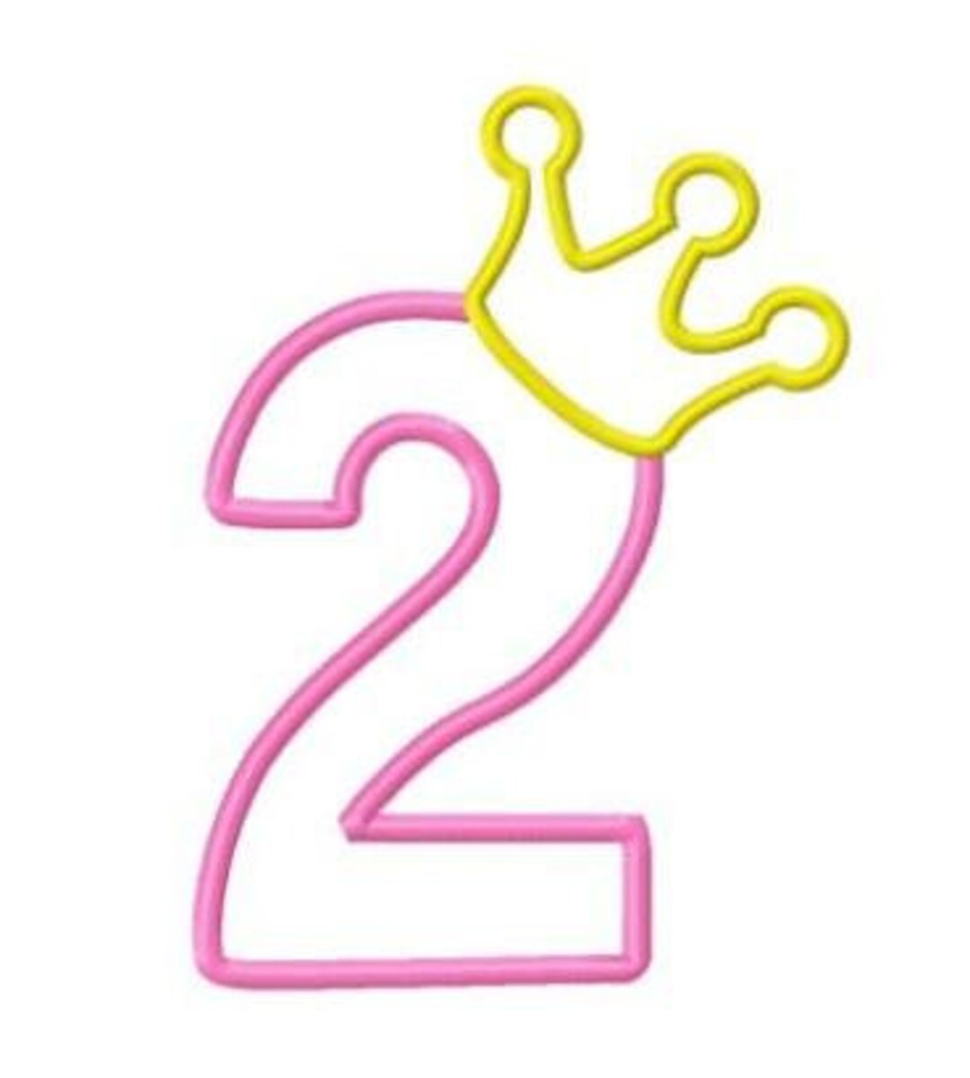 Birthday Crown Applique Number 2 Machine Embroidery Design Instant ...