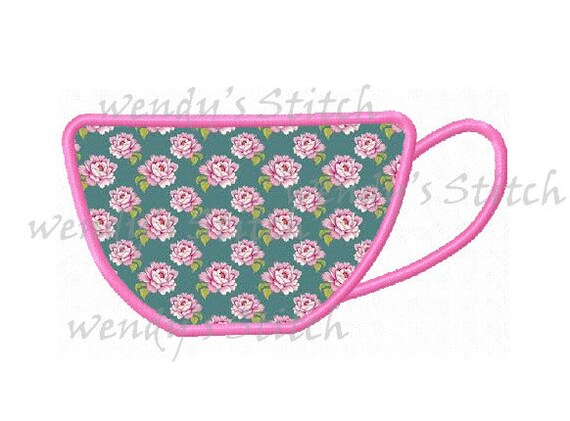 Teacup Applique Machine Embroidery Design Instant Download - Etsy