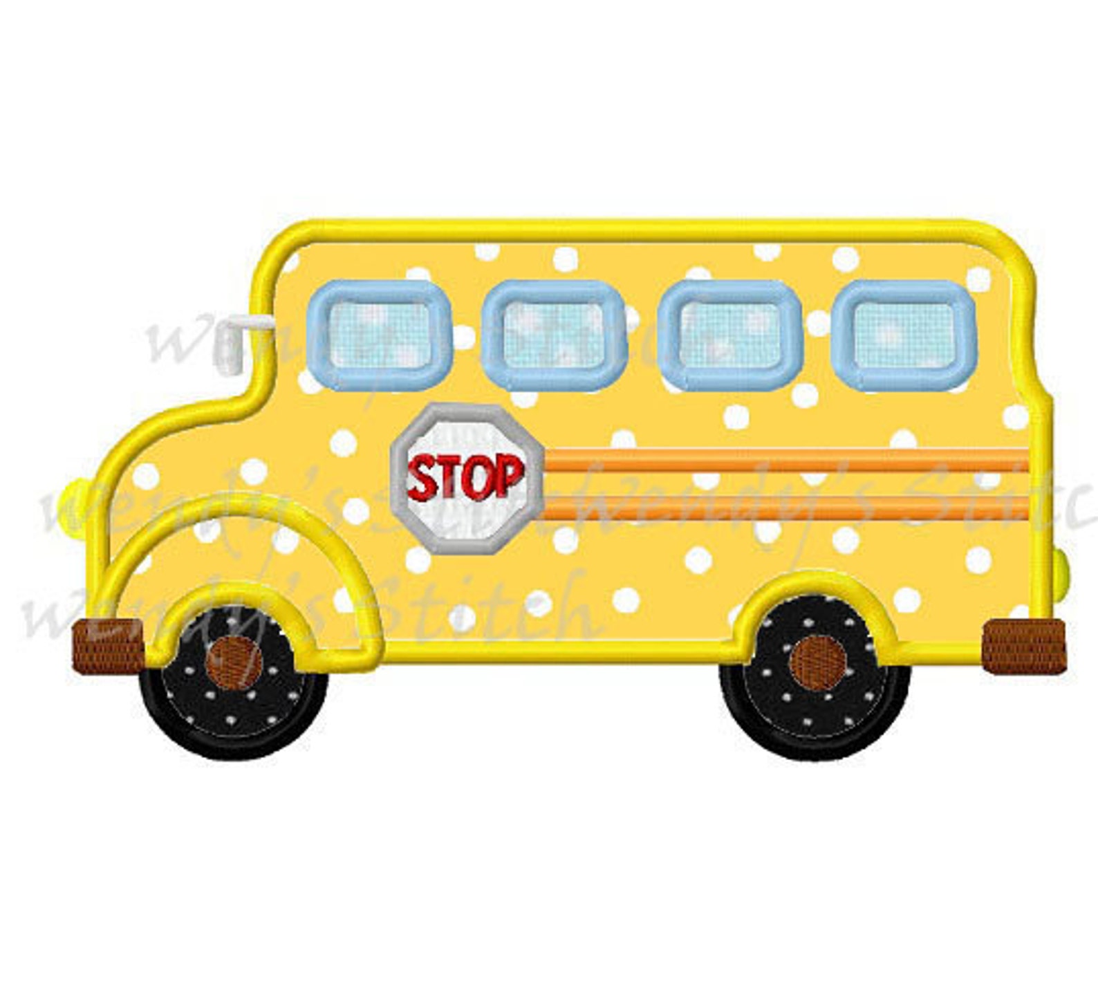 School Bus Applique Machine Embroidery Design - Etsy