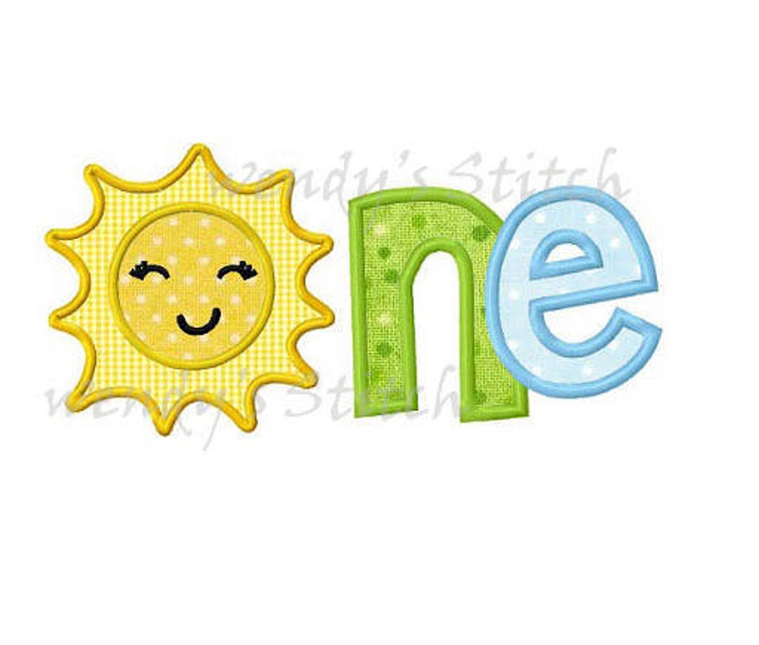Sun Number One Applique Birthday Machine Embroidery Design Instant ...