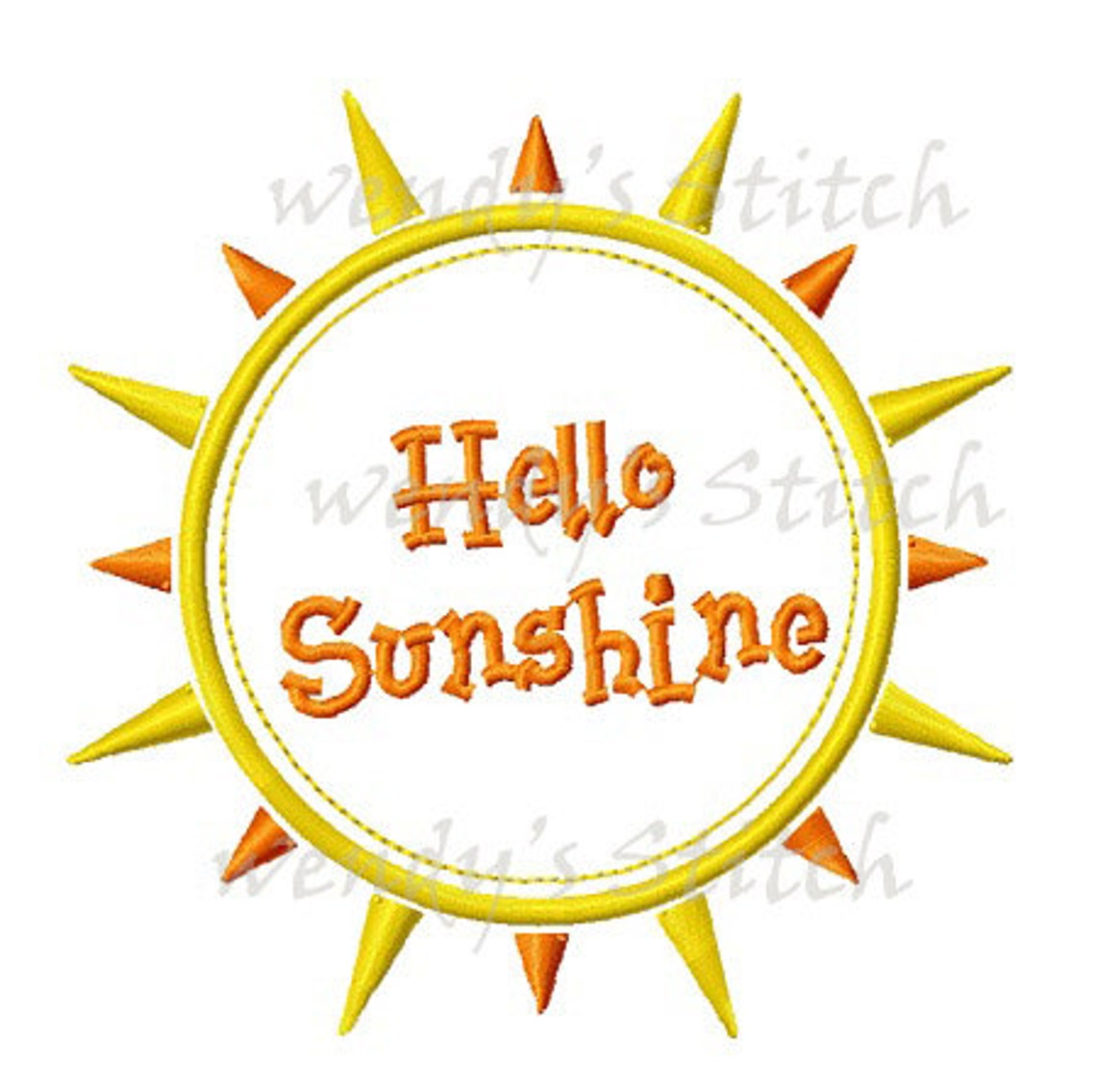 Hello Sunshine Sun Applique Machine Embroidery Design Instant - Etsy