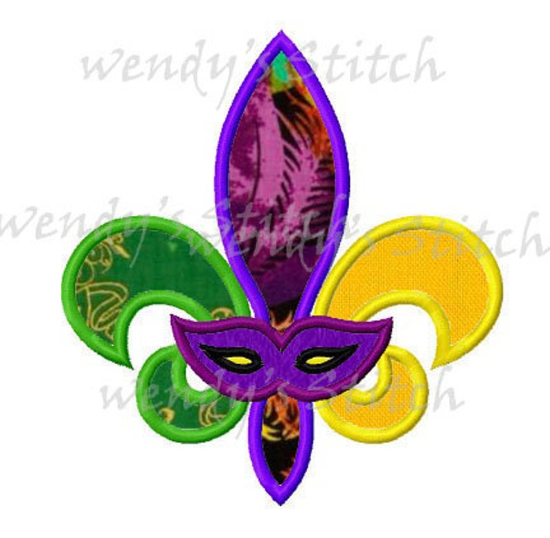 Mardi Gras Mask Fleur De Lis Applique Machine Embroidery Design - Etsy