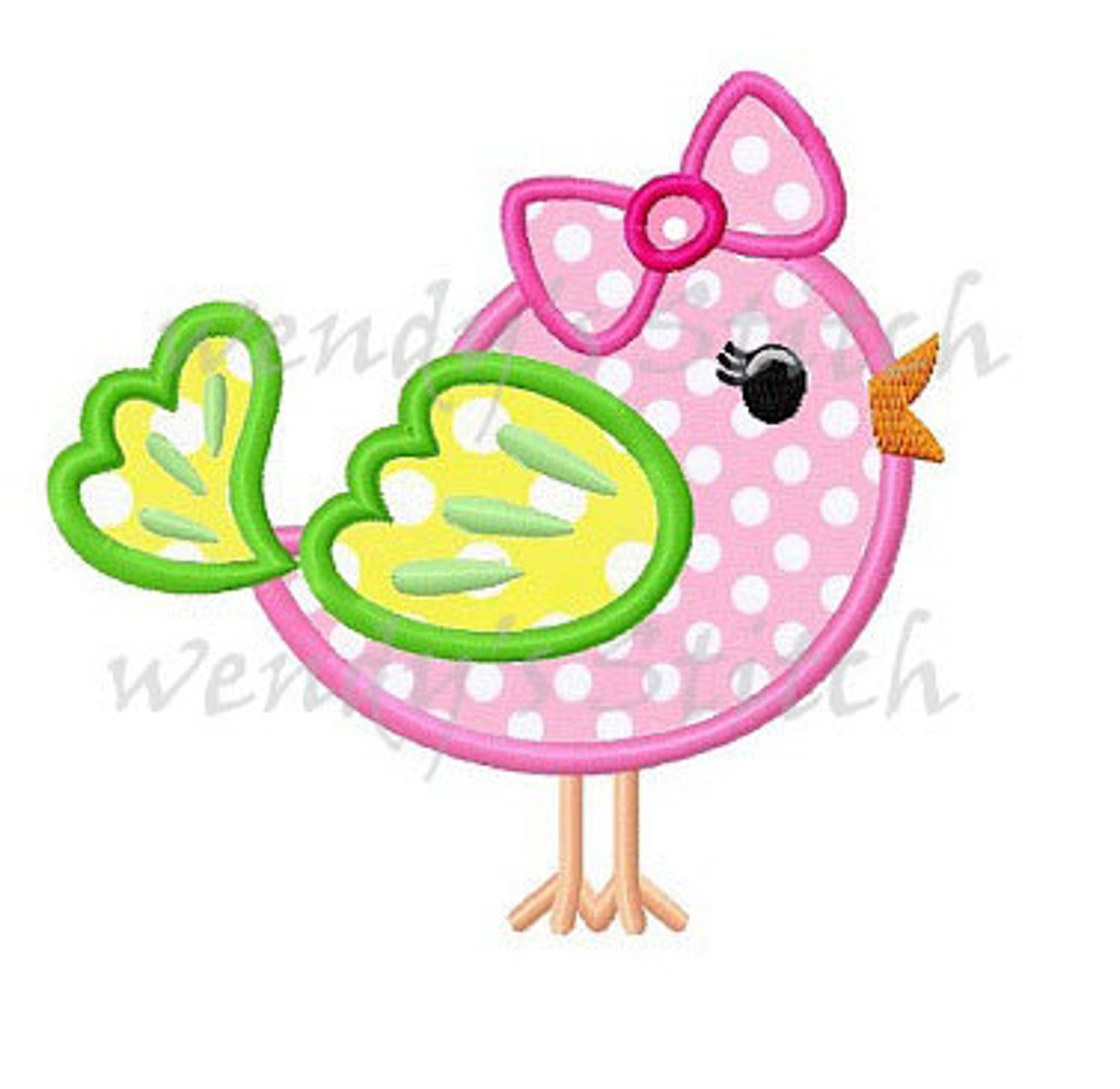 Cute Girl Bird Applique Machine Embroidery Design - Etsy