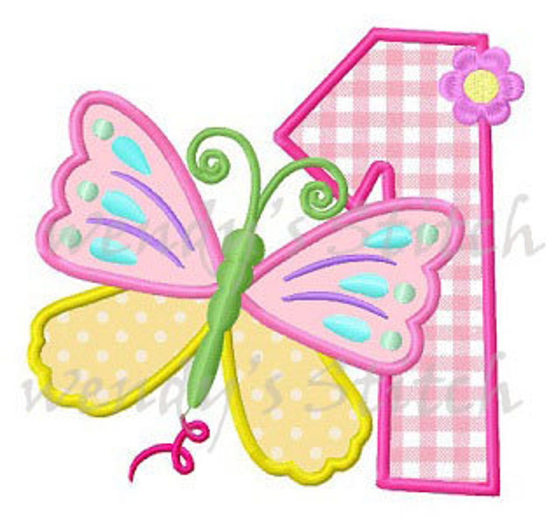 Butterfly Birthday Number Applique Machine Embroidery Design Digital ...