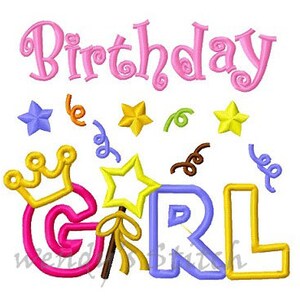 Birthday Girl Applique Machine Embroidery Design - Etsy
